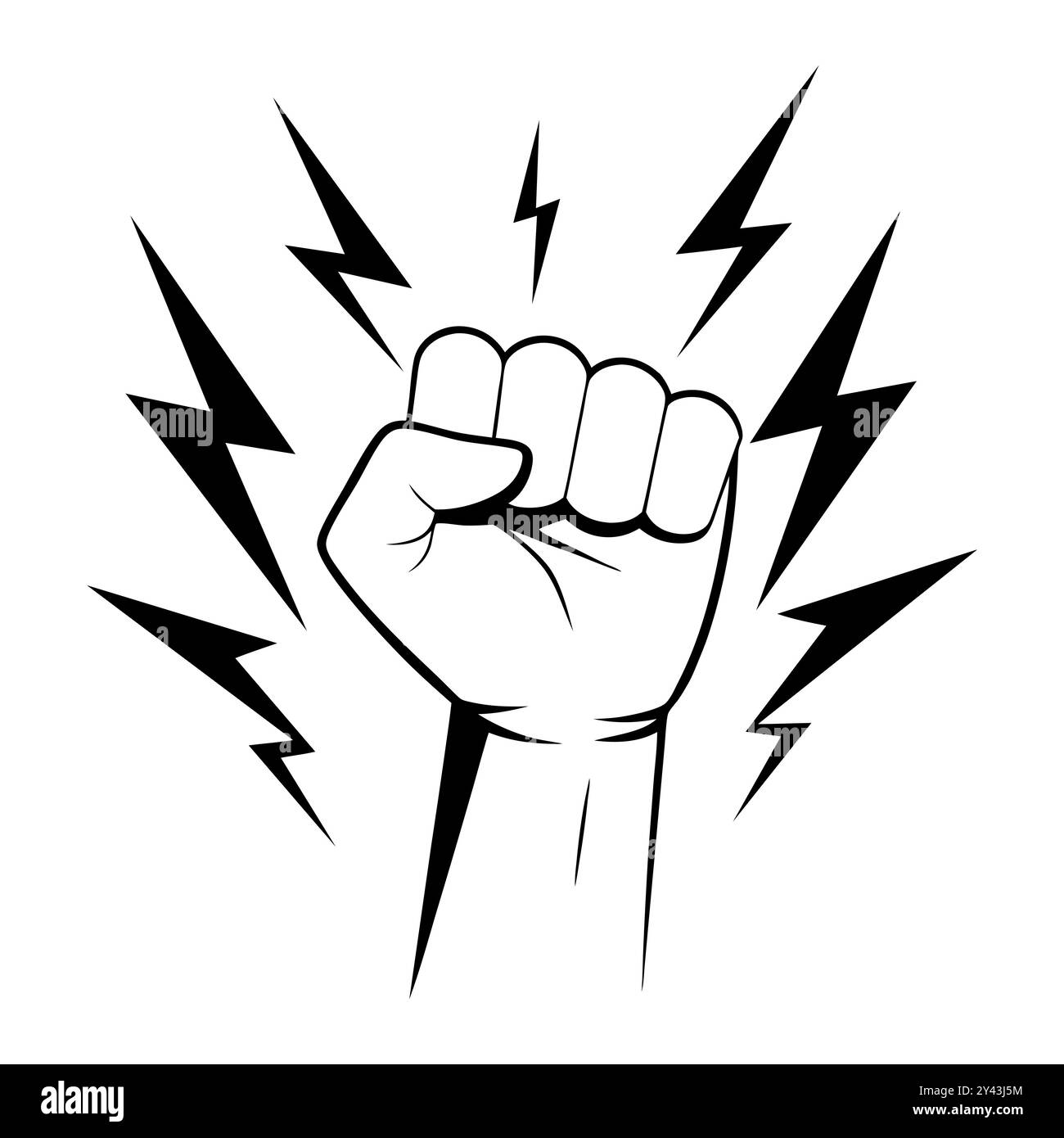 Protest fist with lightning. People protesting for human rights ...