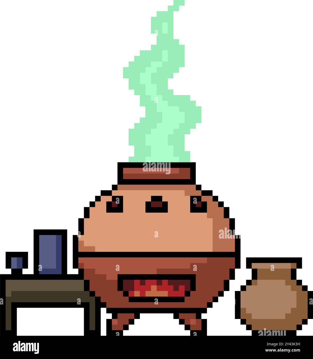 pixel art of stove pot cook isolated background Stock Vector Image ...