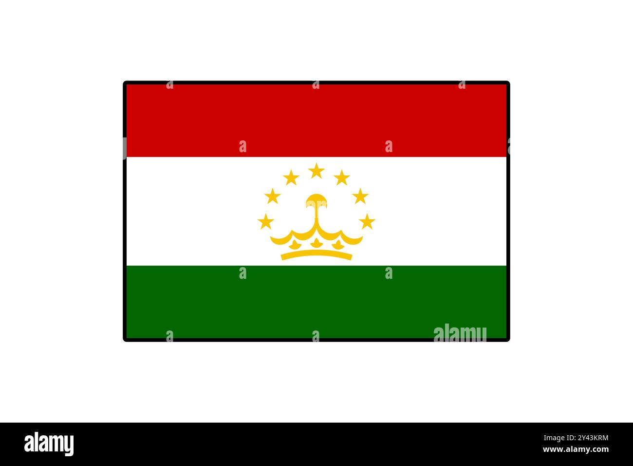 The national flag of Tajikistan features horizontal stripes of red ...