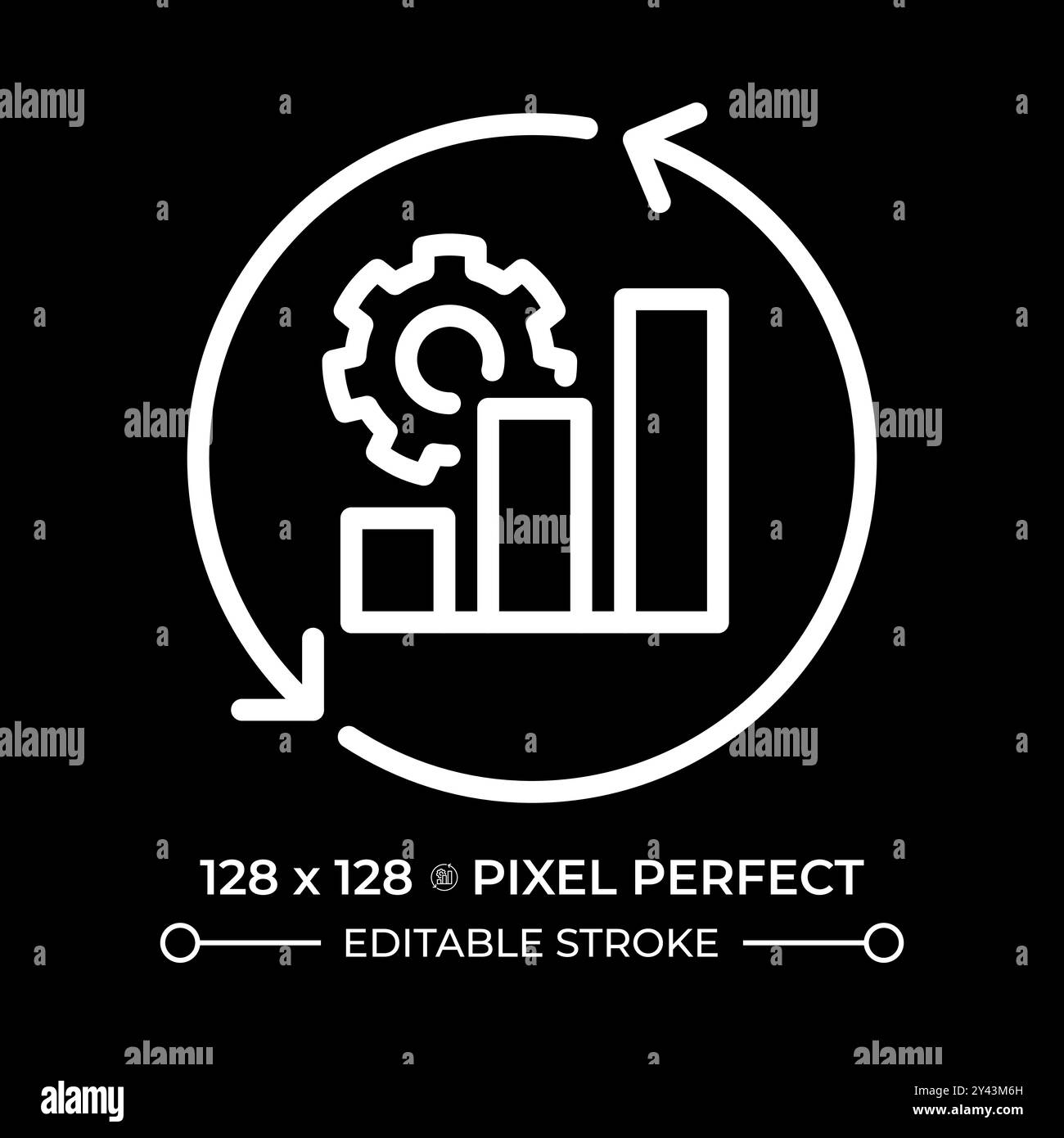 Efficiency graph cycle pixel perfect white linear icon for dark theme ...