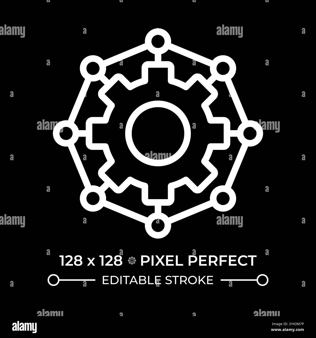 Automation process pixel perfect white linear icon for dark theme Stock ...