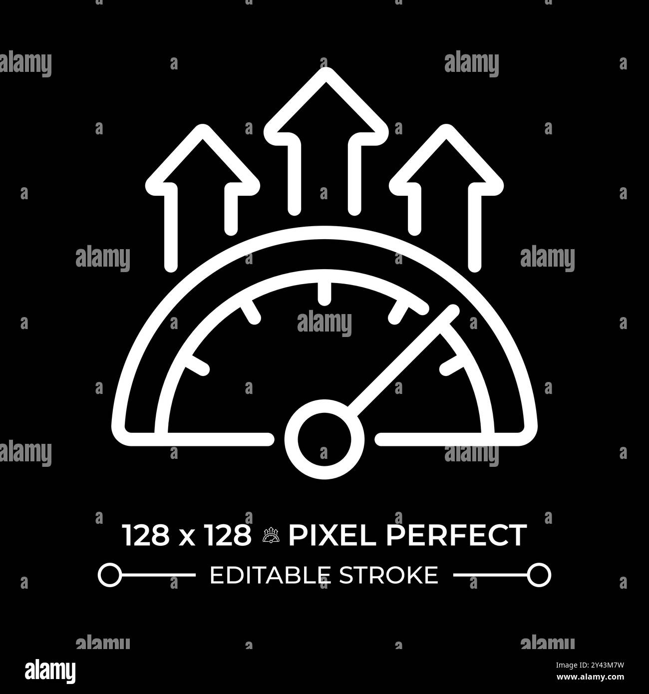 Efficiency meter pixel perfect white linear icon for dark theme Stock ...