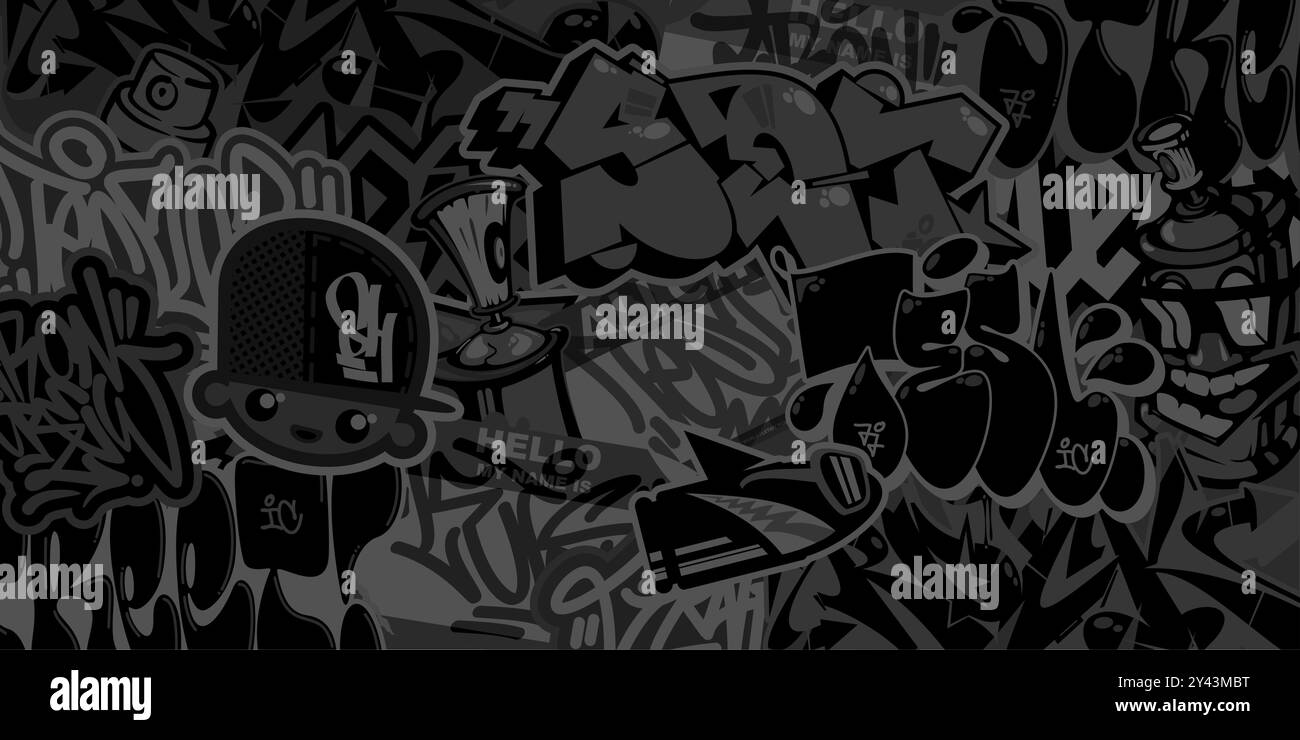 Dark Abstract Urban Graffiti Style Sticker Bombing With Some Street Art ...