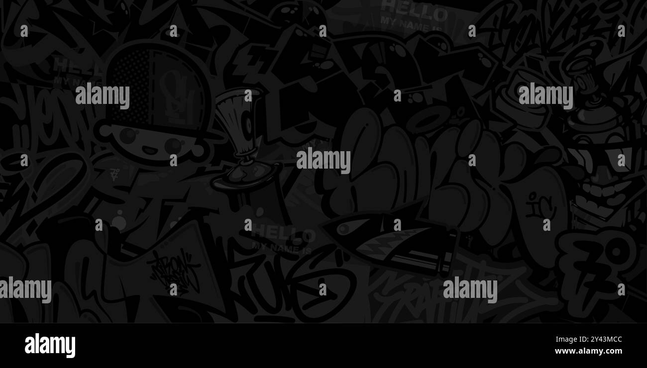 Dark Black Abstract Urban Graffiti Style Sticker Bombing With Some ...