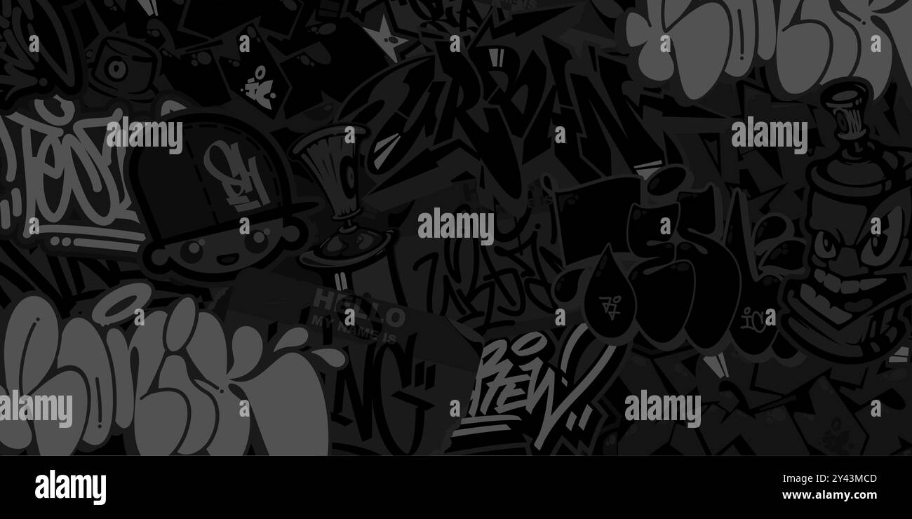 Cool Dark Abstract Urban Graffiti Style Sticker Bombing With Some ...