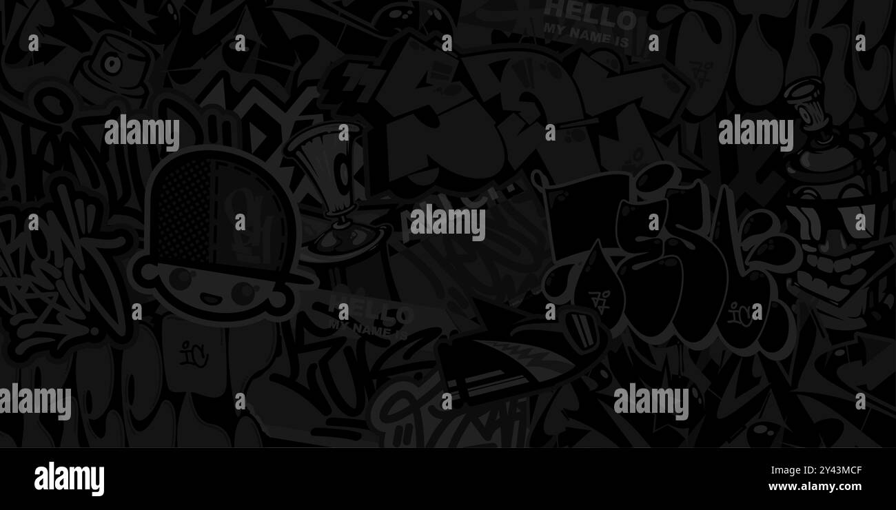 Dark Black Abstract Urban Graffiti Style Sticker Bombing With Some ...