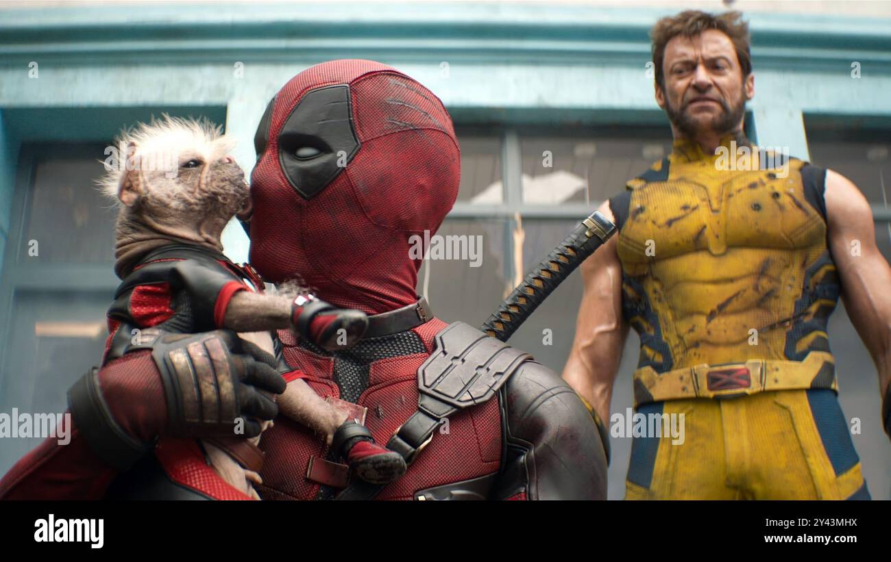 HUGH JACKMAN and RYAN REYNOLDS in DEADPOOL & WOLVERINE (2024), directed by SHAWN LEVY. Credit ...