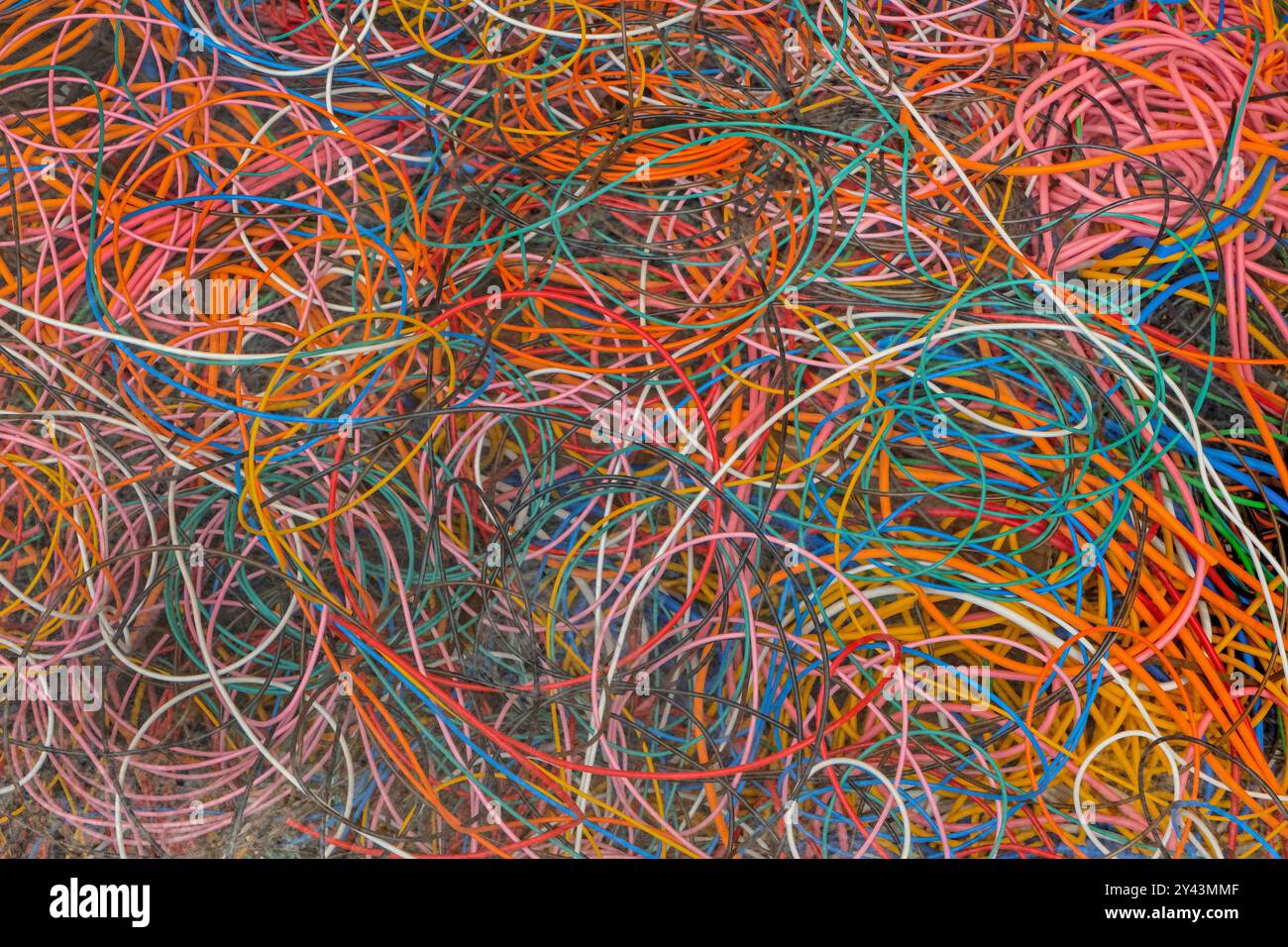 A tangled mass of electrical cables Stock Photo - Alamy