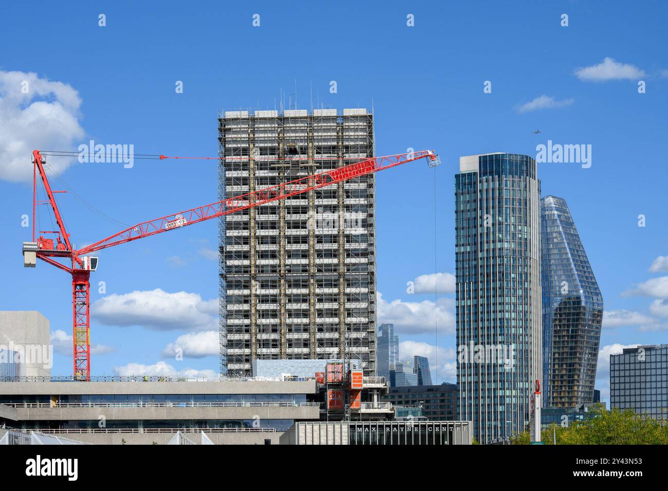 London, UK. Construction work on the South Bank seen above the ...