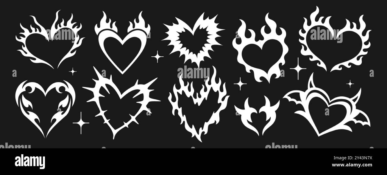 Neo tribal aesthetic y2k tattoo with heart shape. White gothic romance ...