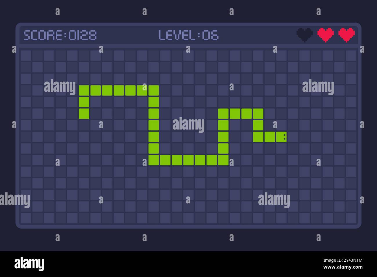 Snake game. Digital snakes mobile app pixel gaming retro phone ...