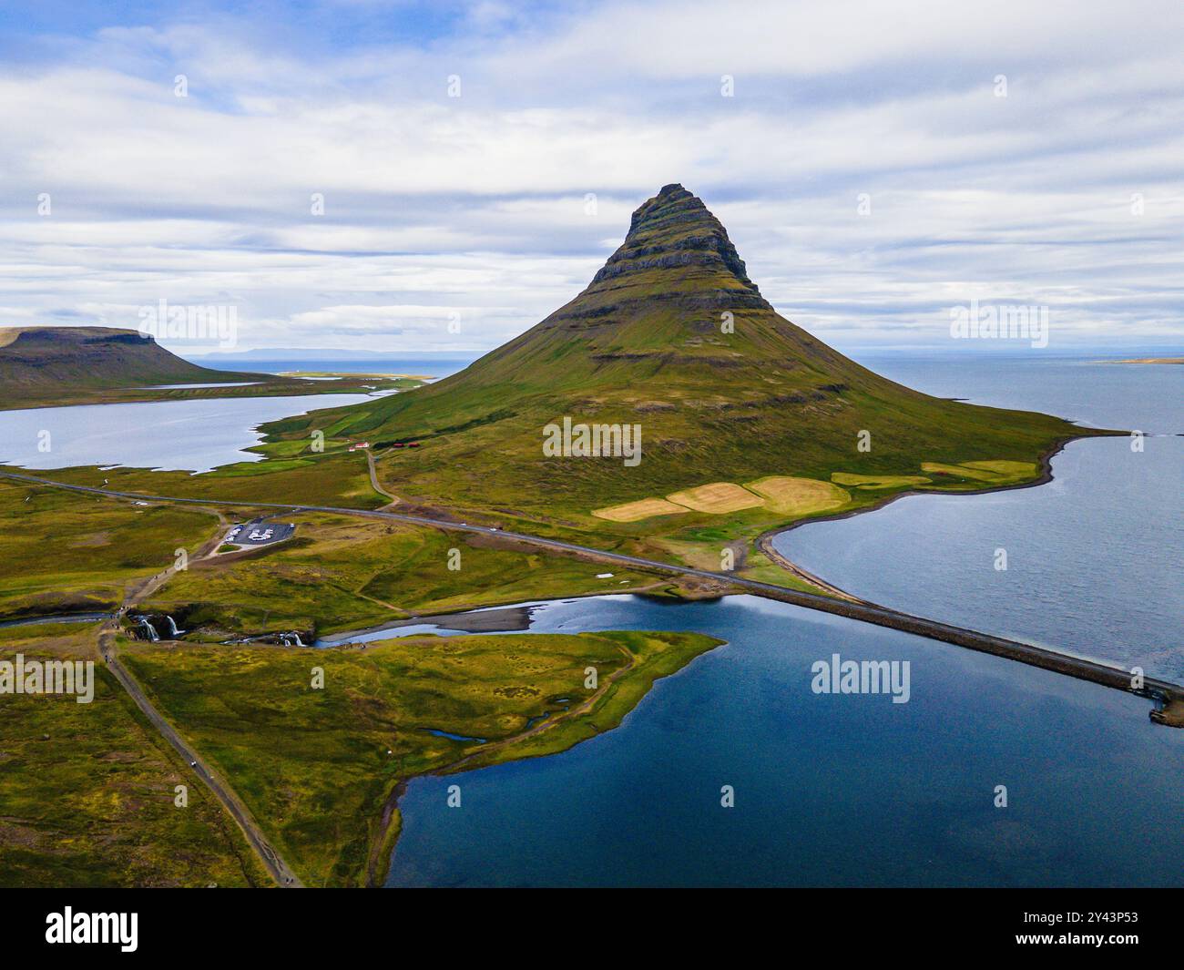 Aerial view of Kirkjufel mountain in Iceland Stock Photo - Alamy