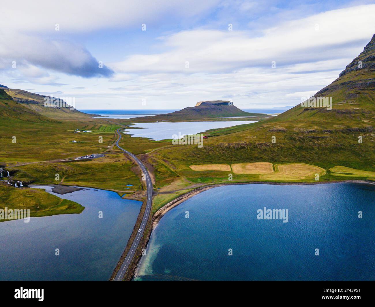 Aerial drone view kirkjufell mountain hi-res stock photography and ...