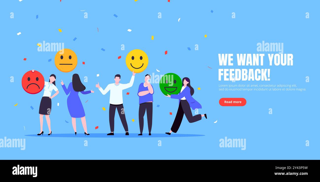 Employee happiness and work attitude feedback business concept flat ...