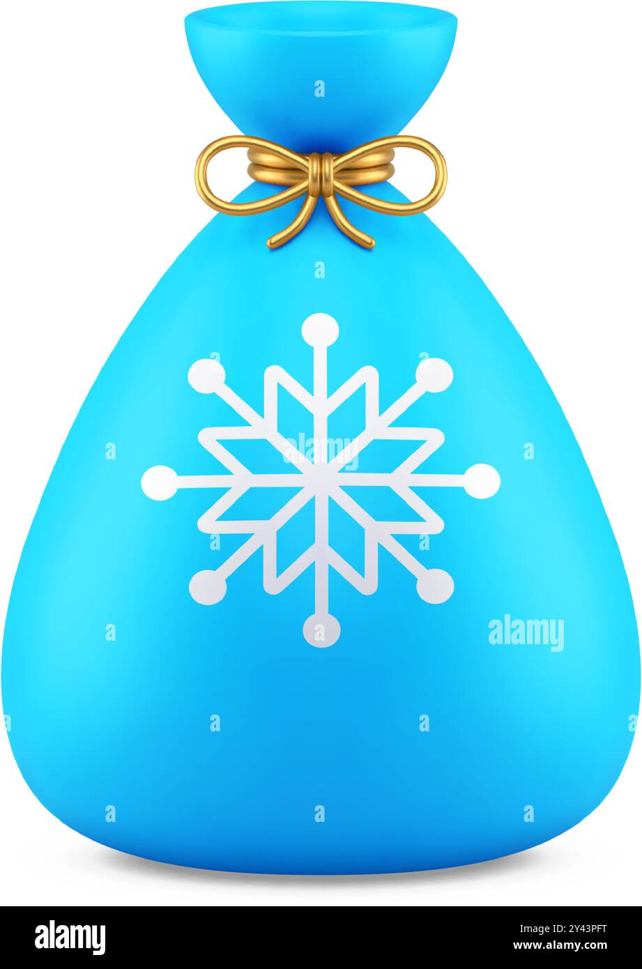Realistic Christmas toy blue sack full of presents with snowflake image ...