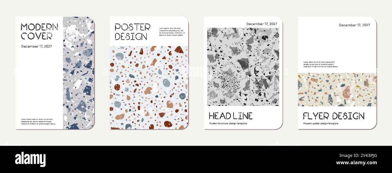 Notepad cover design. Terrazzo abstract background made of natural ...