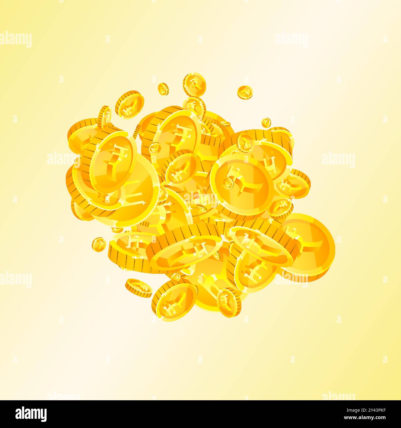 Indian rupee coins falling. Scattered gold INR coins. India money ...