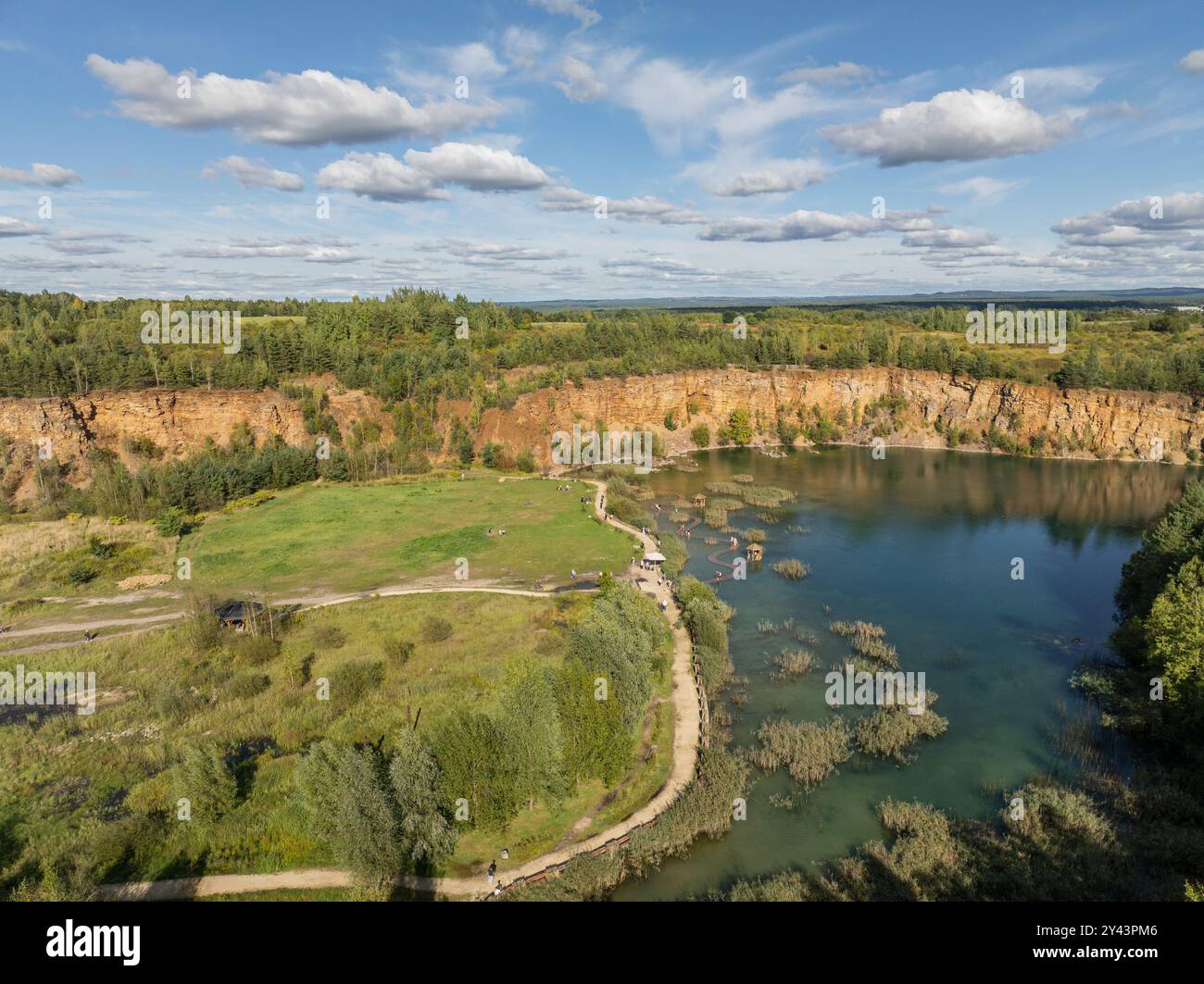 Aerial drone photo of Quarry turquiose lake colour, open pit mining in ...