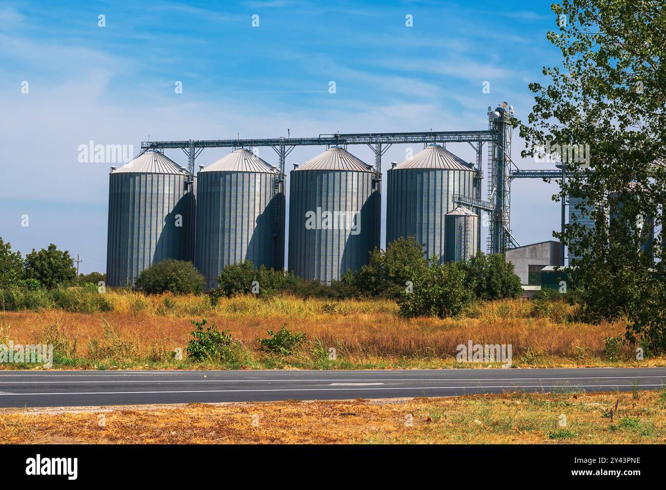 Grain silos building on agricultural farm, selective focus Stock Photo ...