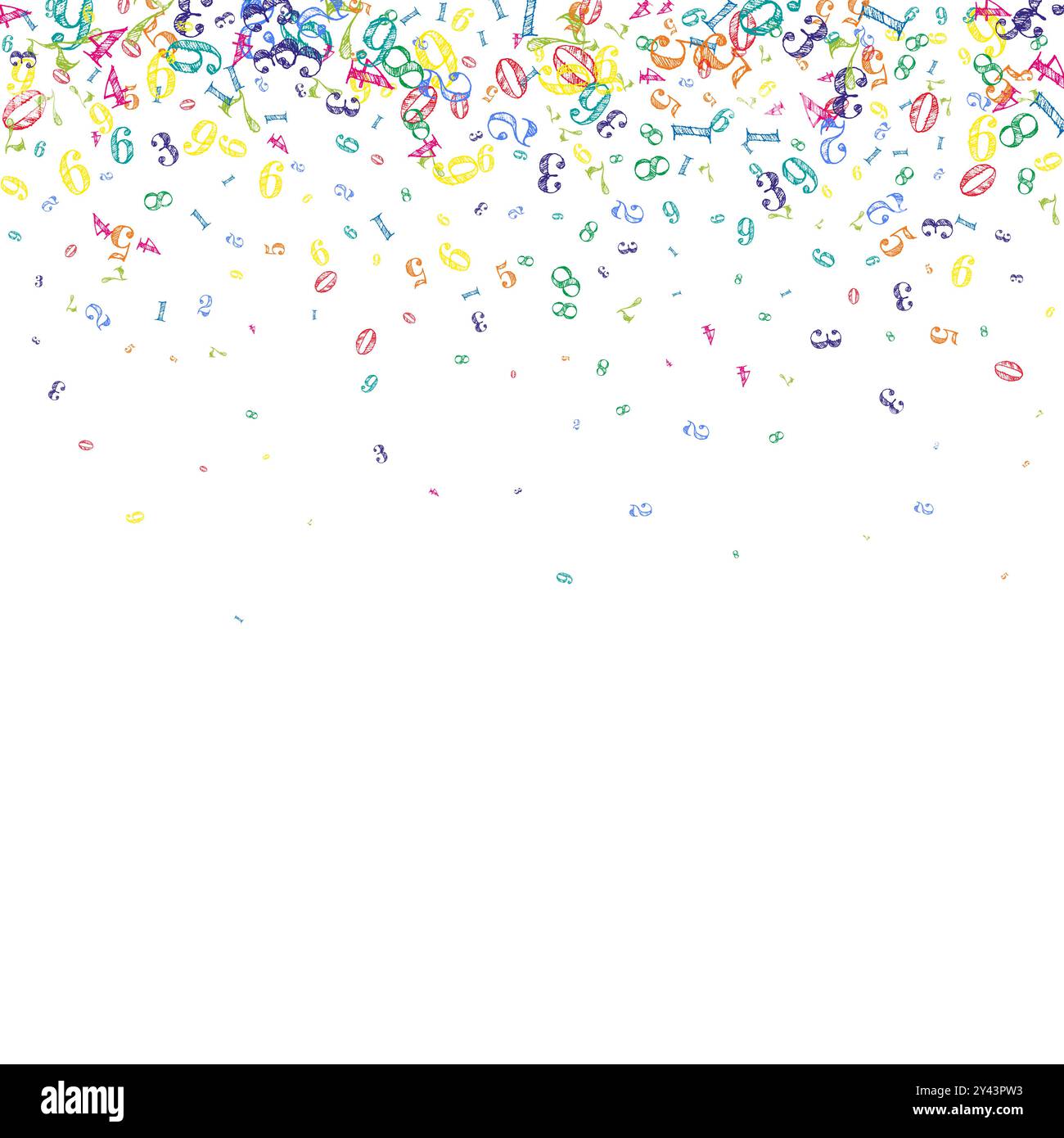 Flying colorful digits and numbers. School math notebook cover. Back to ...