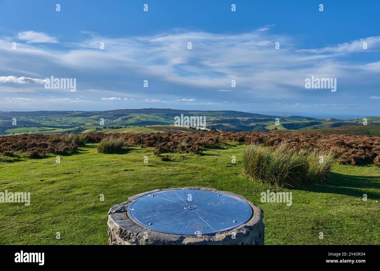The toposcope on Pole Bank (long Mynd summit) overlooking the ...