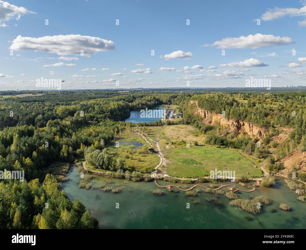 Aerial drone photo of Quarry turquiose lake colour, open pit mining in ...