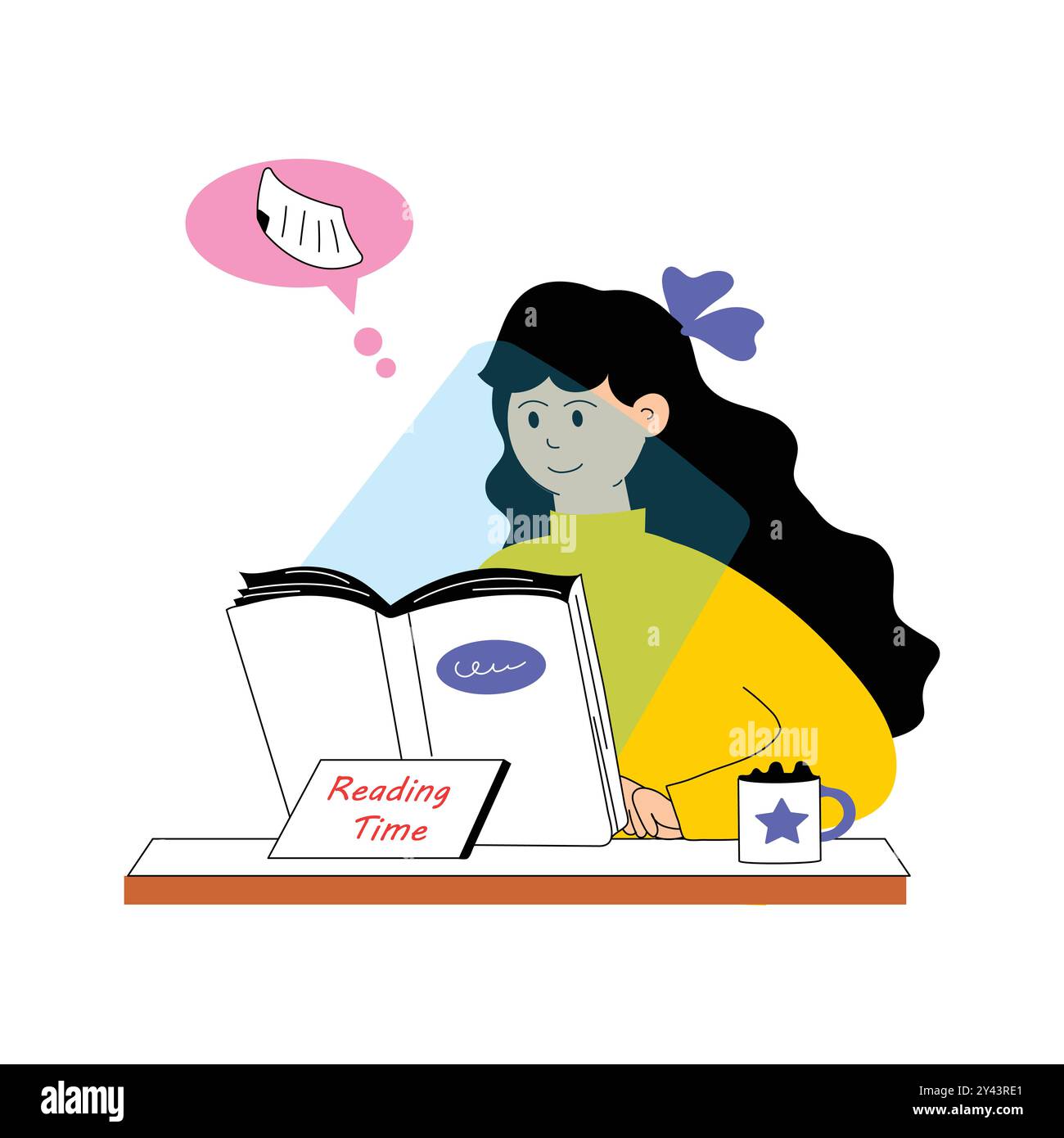 Girl reading book class Cut Out Stock Images & Pictures - Alamy