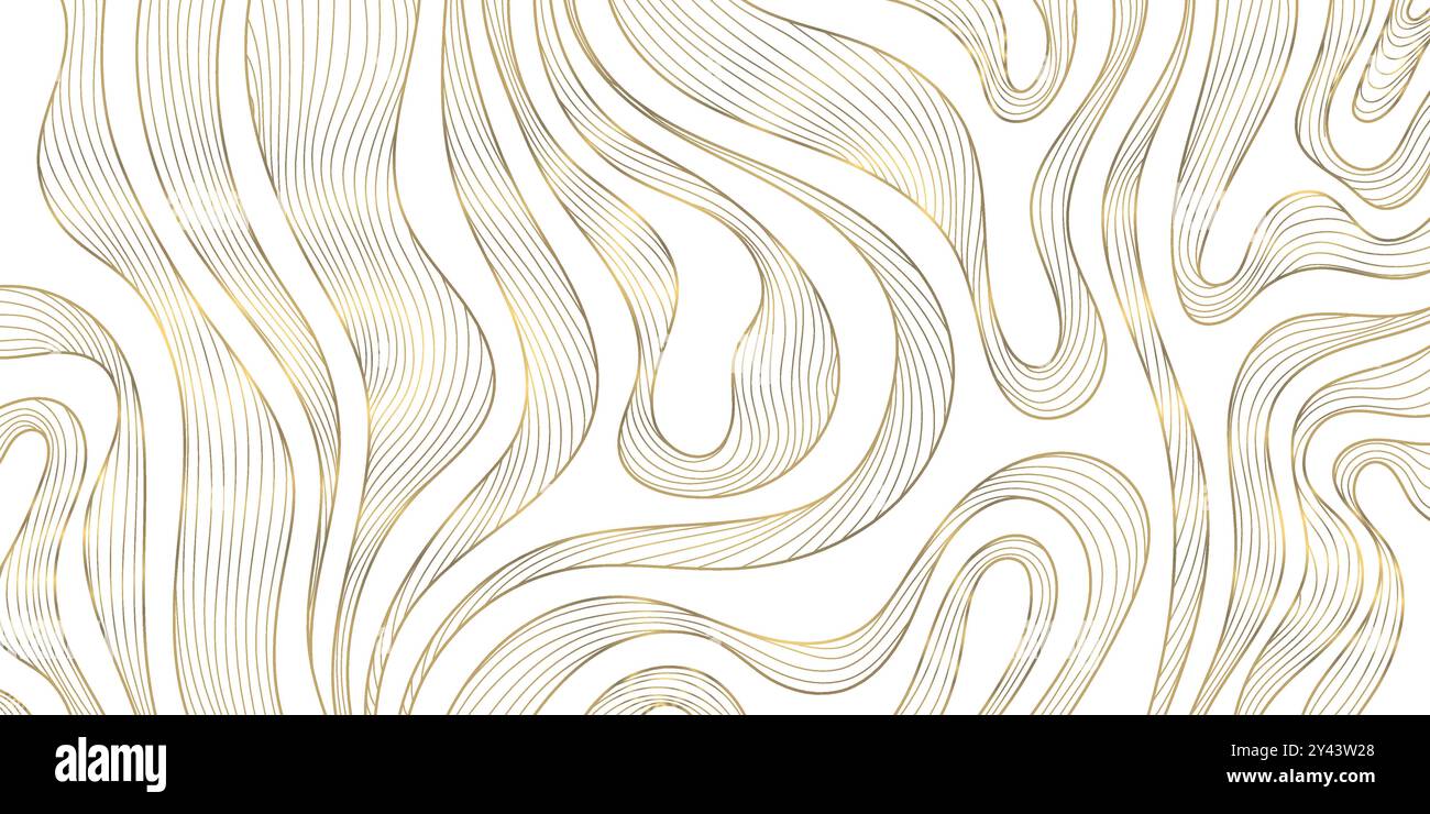 Vector line vector wavy pattern, topography graphic contour gold ...