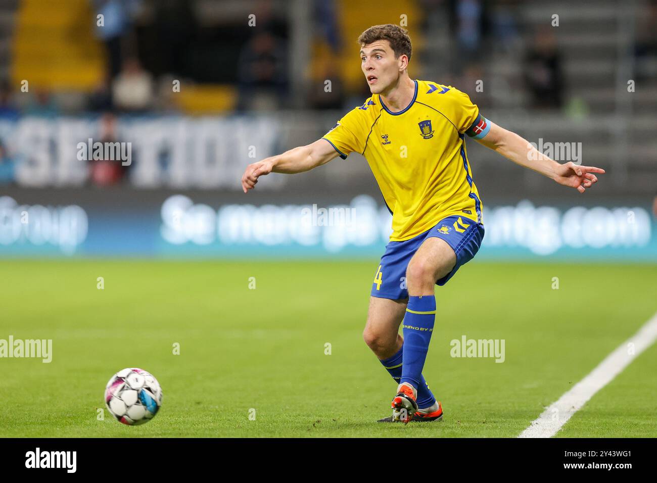 Brondby, Denmark. 15th Sep, 2024. Jacob Rasmussen (4) of Broendby IF ...