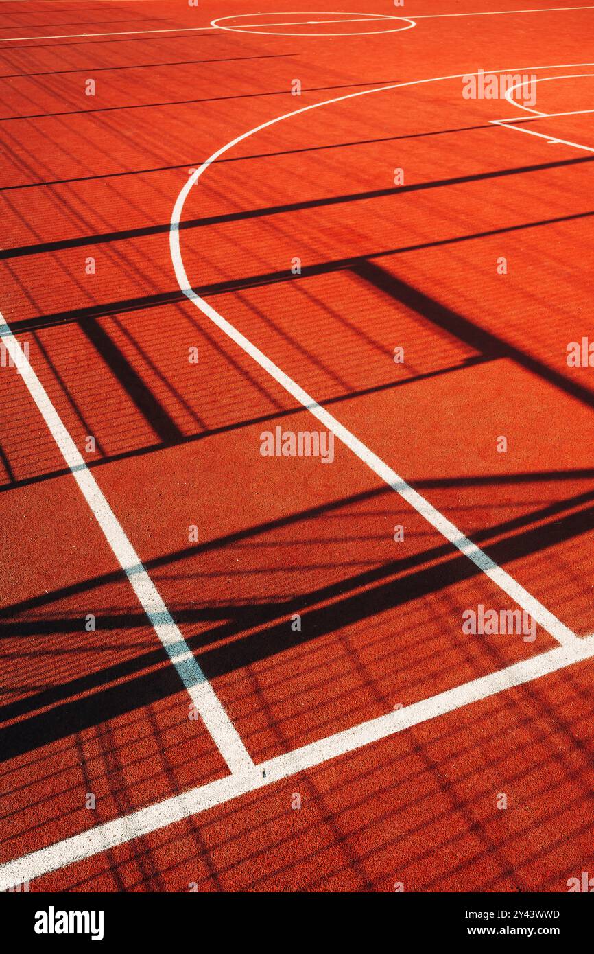 Outdoor basketball court lines with shadows, selective focus Stock ...