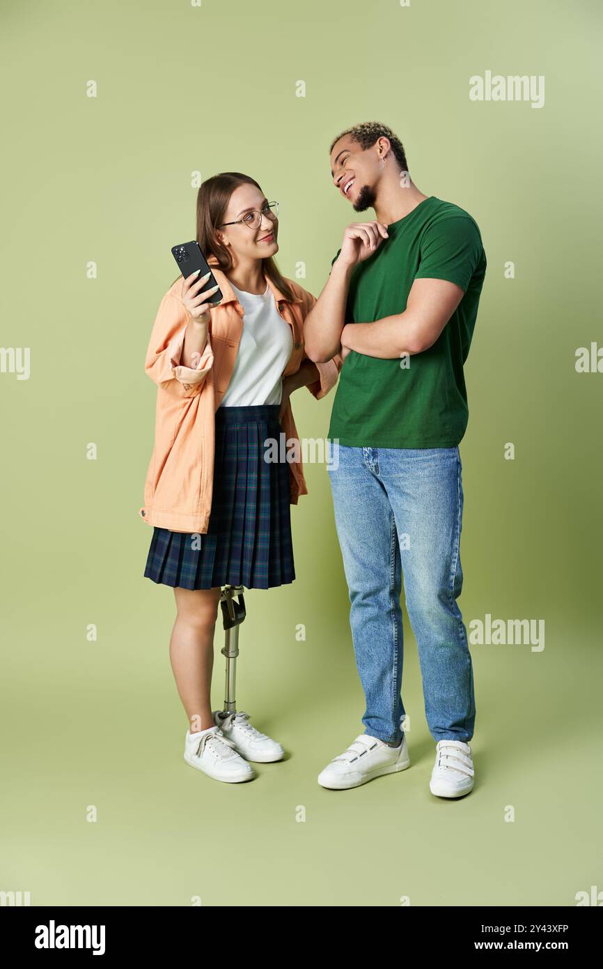 Two friends engage in cheerful conversation, appreciating each other ...