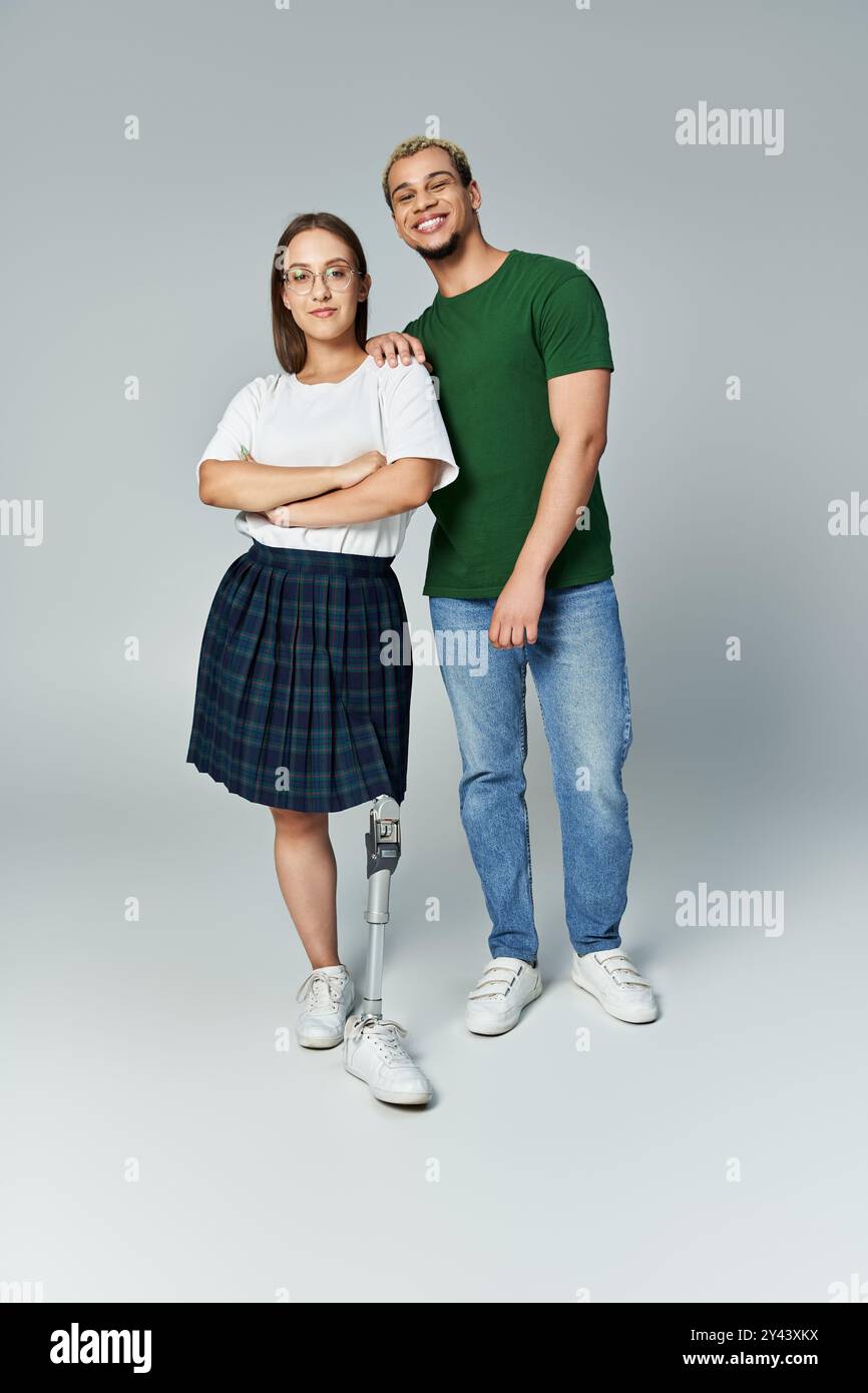 Two friends connect and share smiles in a creative indoor setting Stock ...