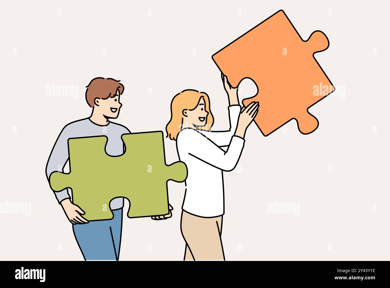 Hands working on puzzle Stock Vector Images - Alamy