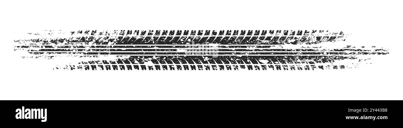Grunge tire track, wheel braking marks. Truck, car or motorcycle tread ...