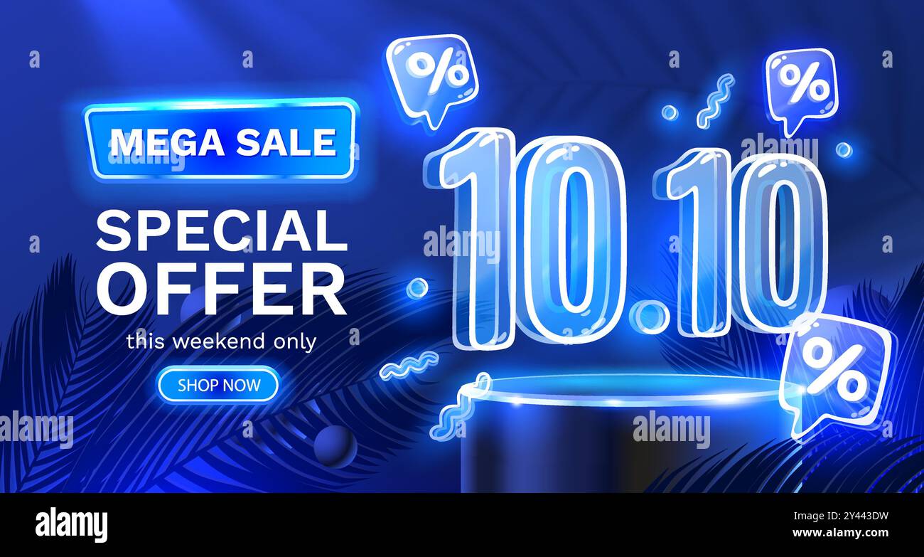 Special offer, shopping day 10.10, marketing poster. Vector ...