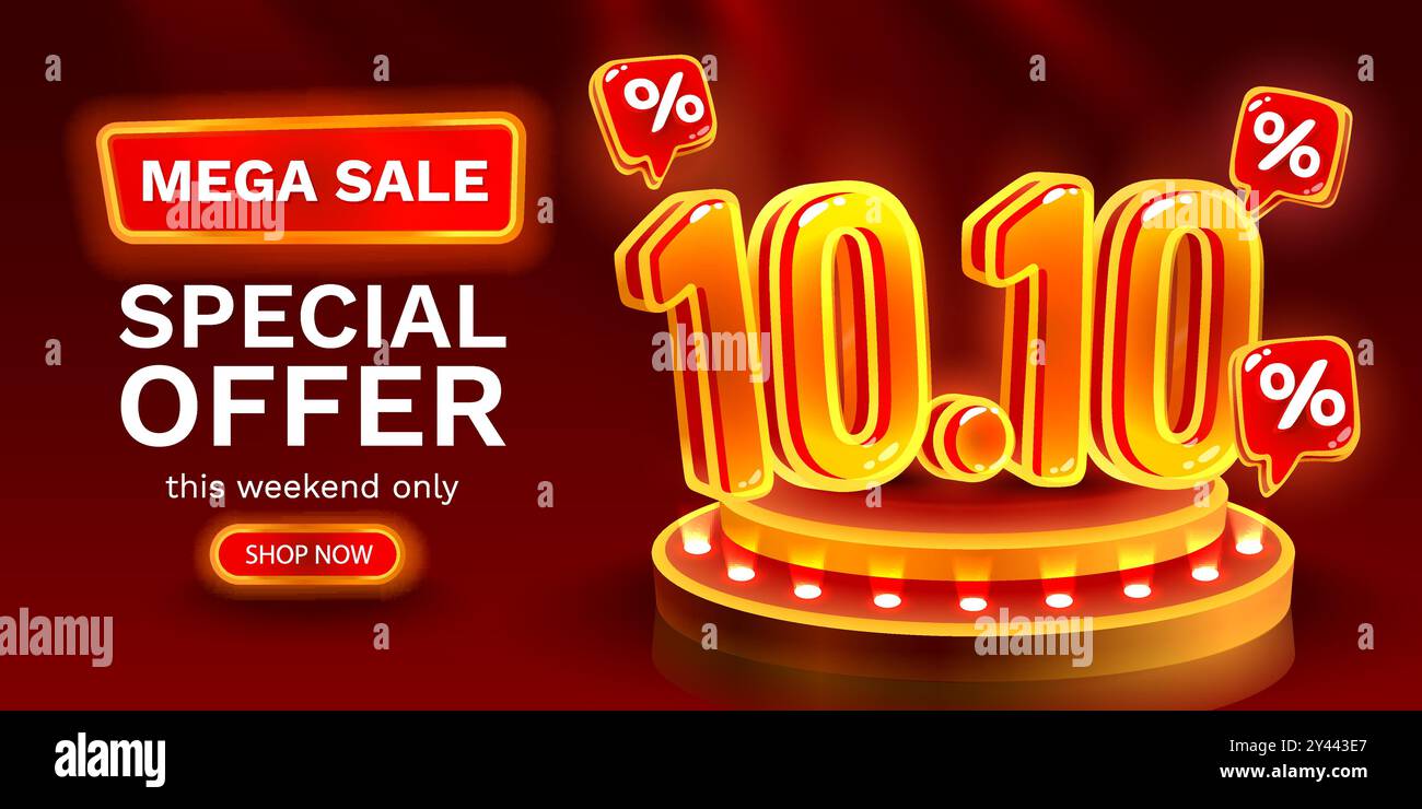 Special offer, shopping day 10.10, marketing poster. Vector ...
