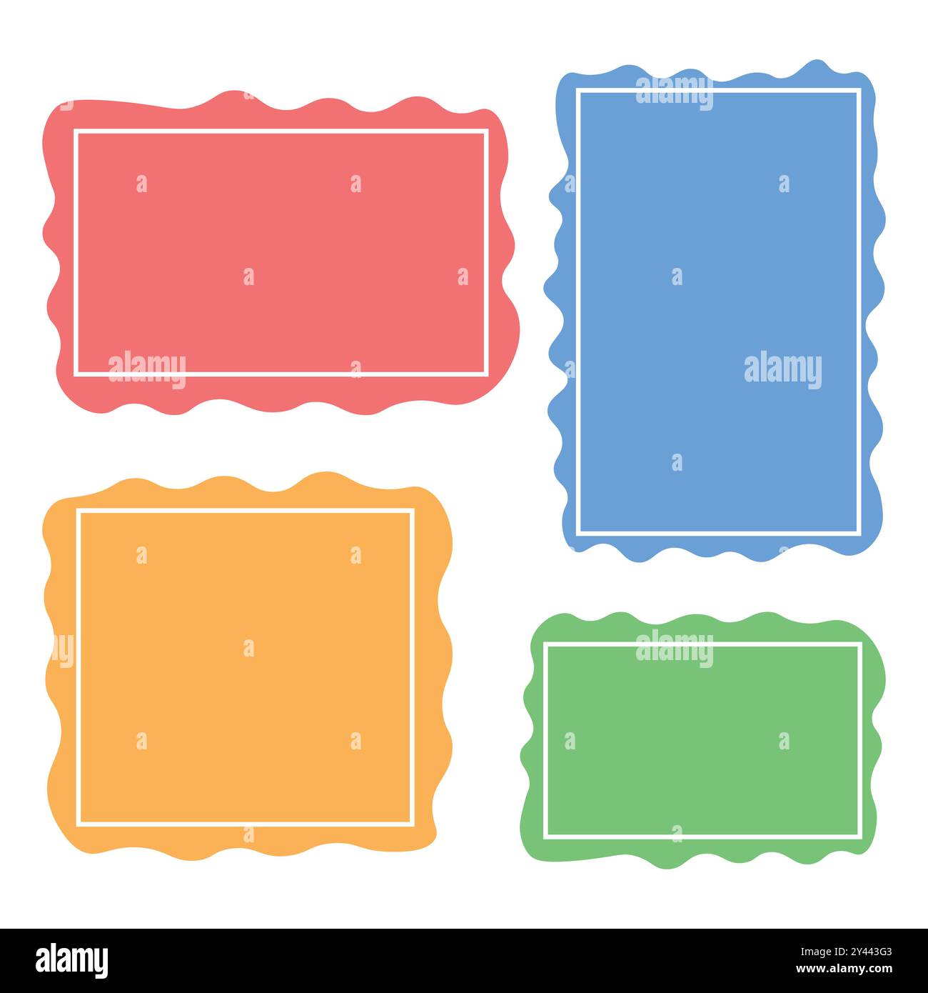 Illustration four wavy rectangular frames colorful outlined with white ...