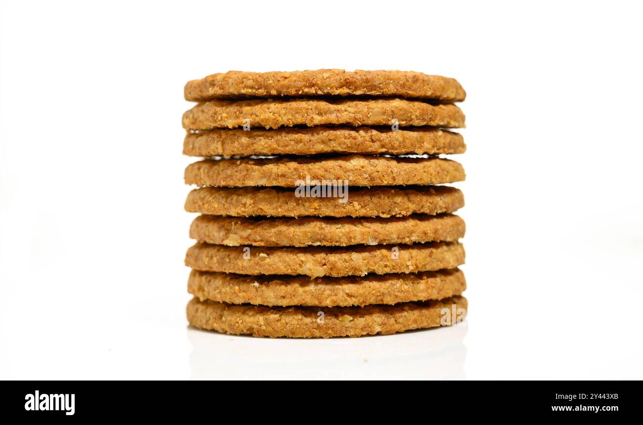 Pile stack of Maria biscuits isolated on a white background Stock Photo ...