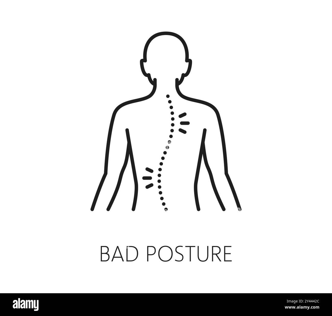 Chiropractic medicine icon of spine bad posture or scoliosis back ...