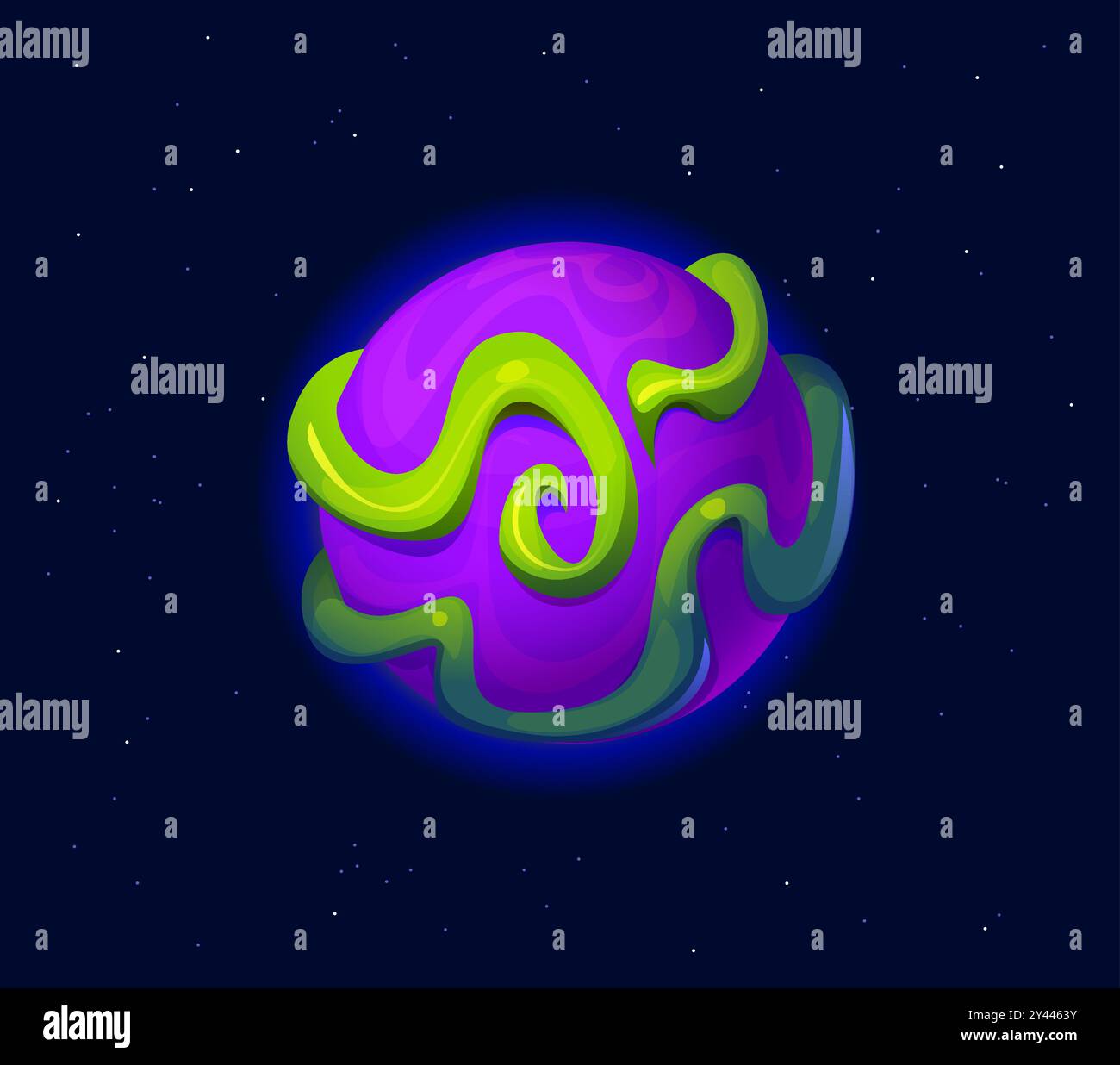 Cartoon fantasy galaxy alien space planet featuring purple surface with ...