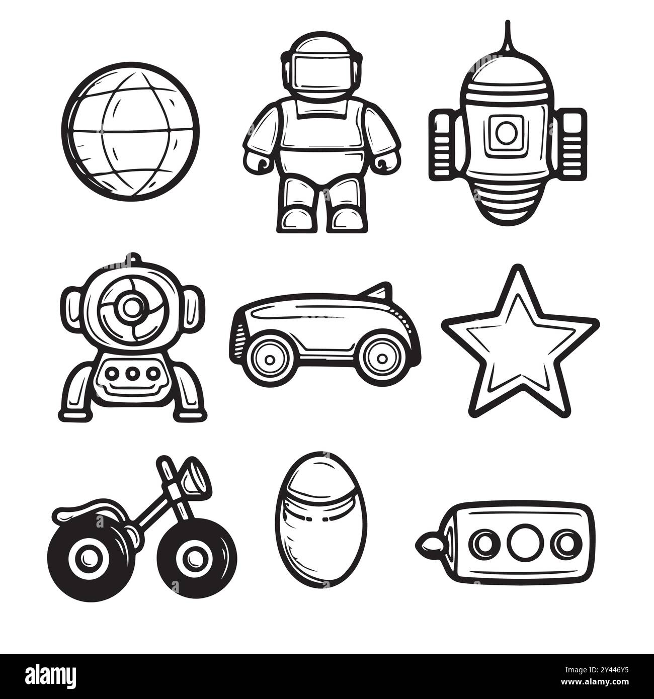 Children toys icons, hand drawn sketch Vector illustration Stock Vector ...