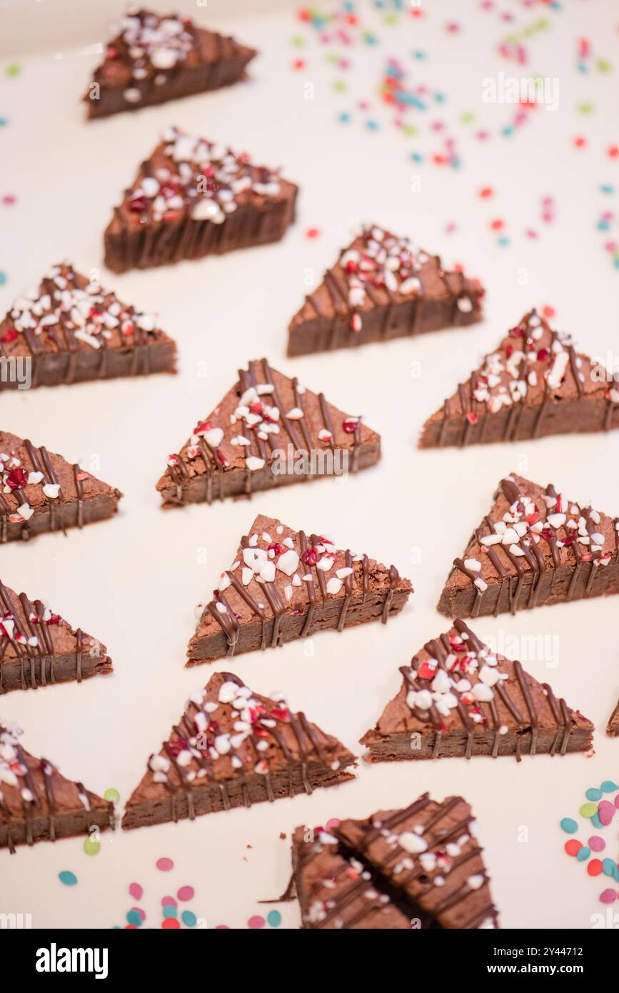 Triangle Christmas brownies with toppings Stock Photo - Alamy