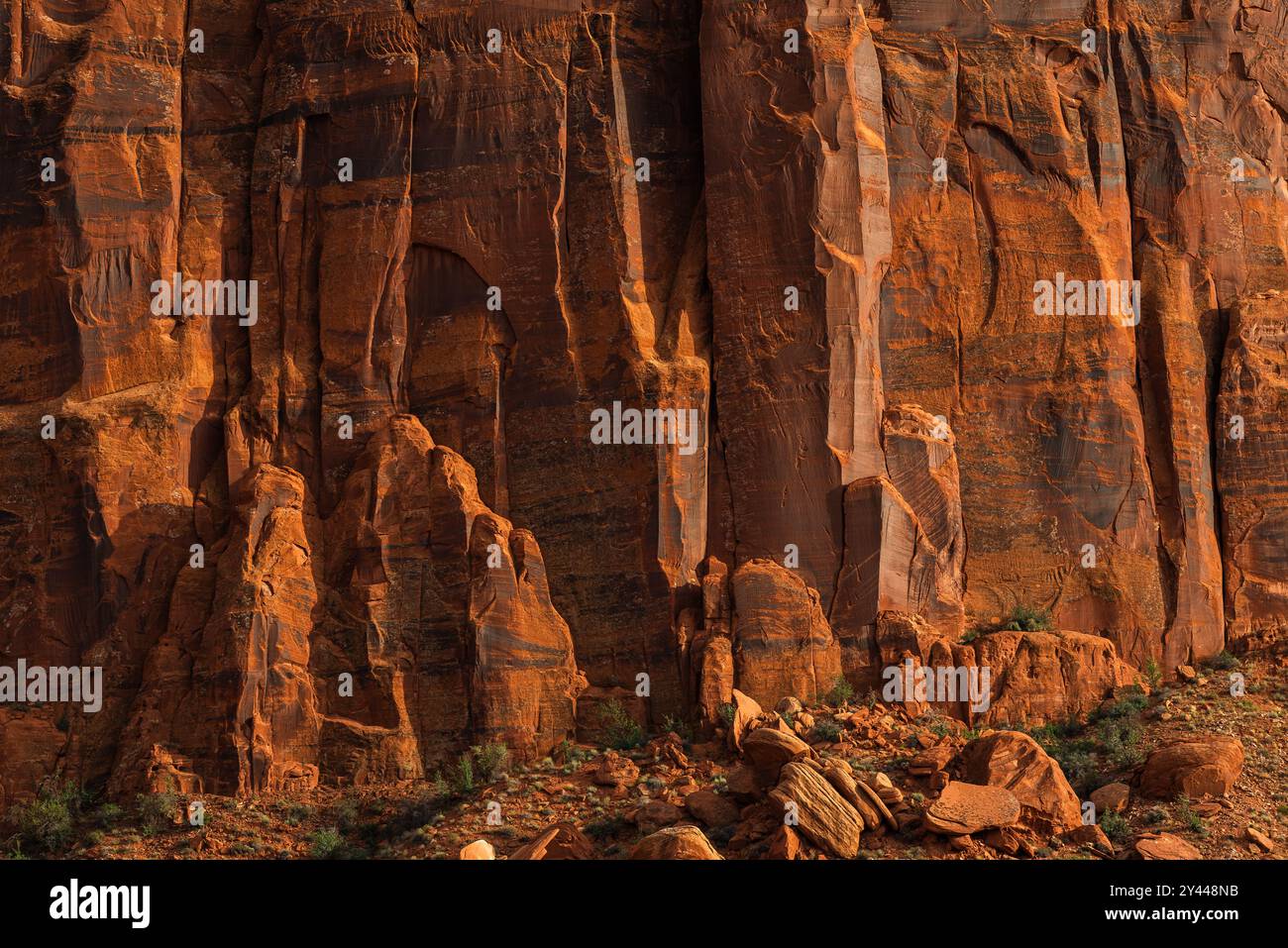 Detailed red sandstone cliffside with natural erosion patterns Stock ...