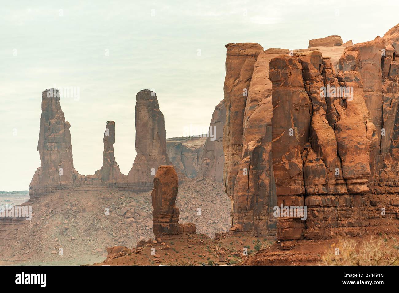 Monument Valley pinnacles and sandstone formations in a desert Stock ...