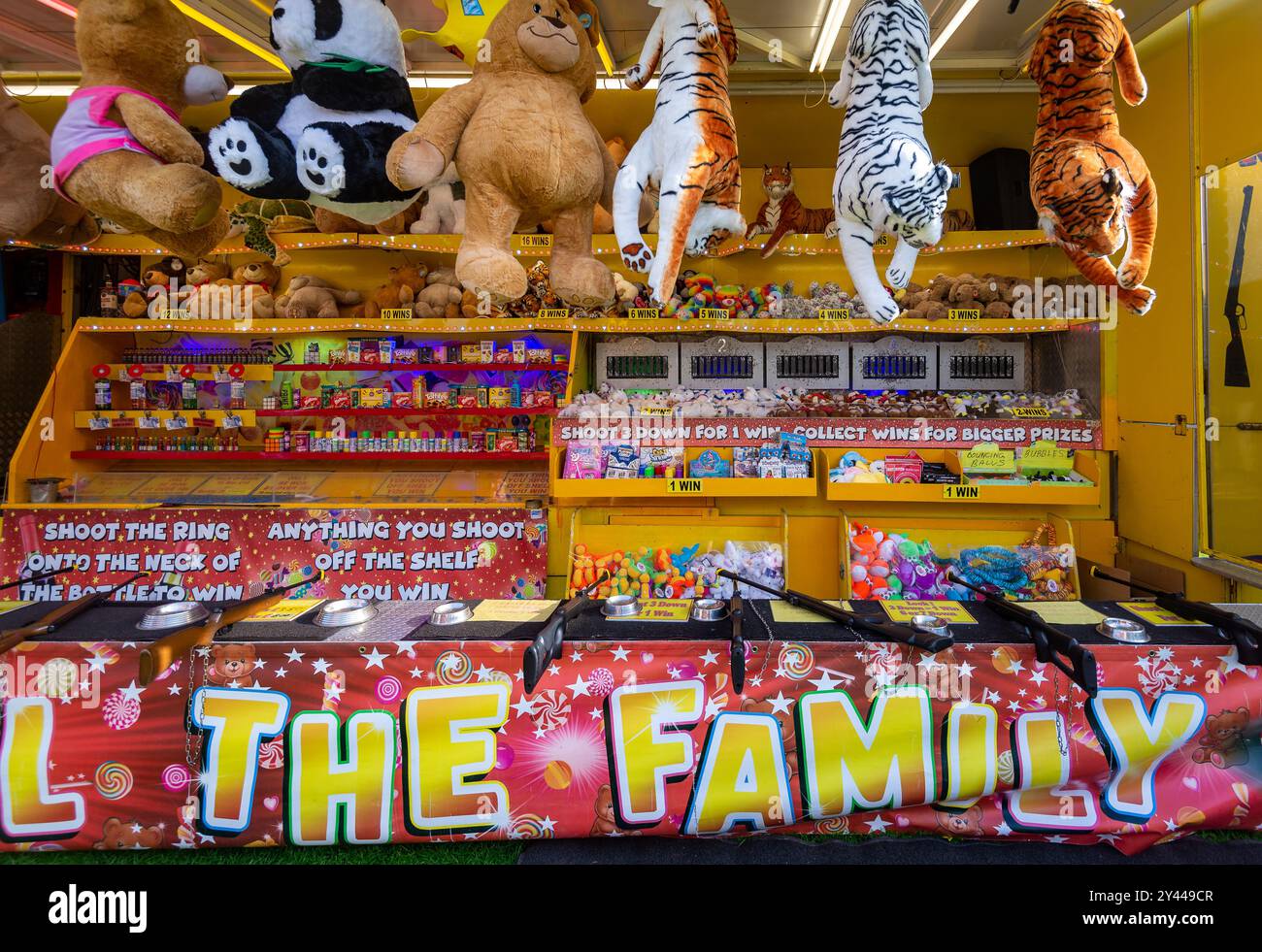 Giant stuffed animal toy prizes on funfair fairground stall Stock Photo ...