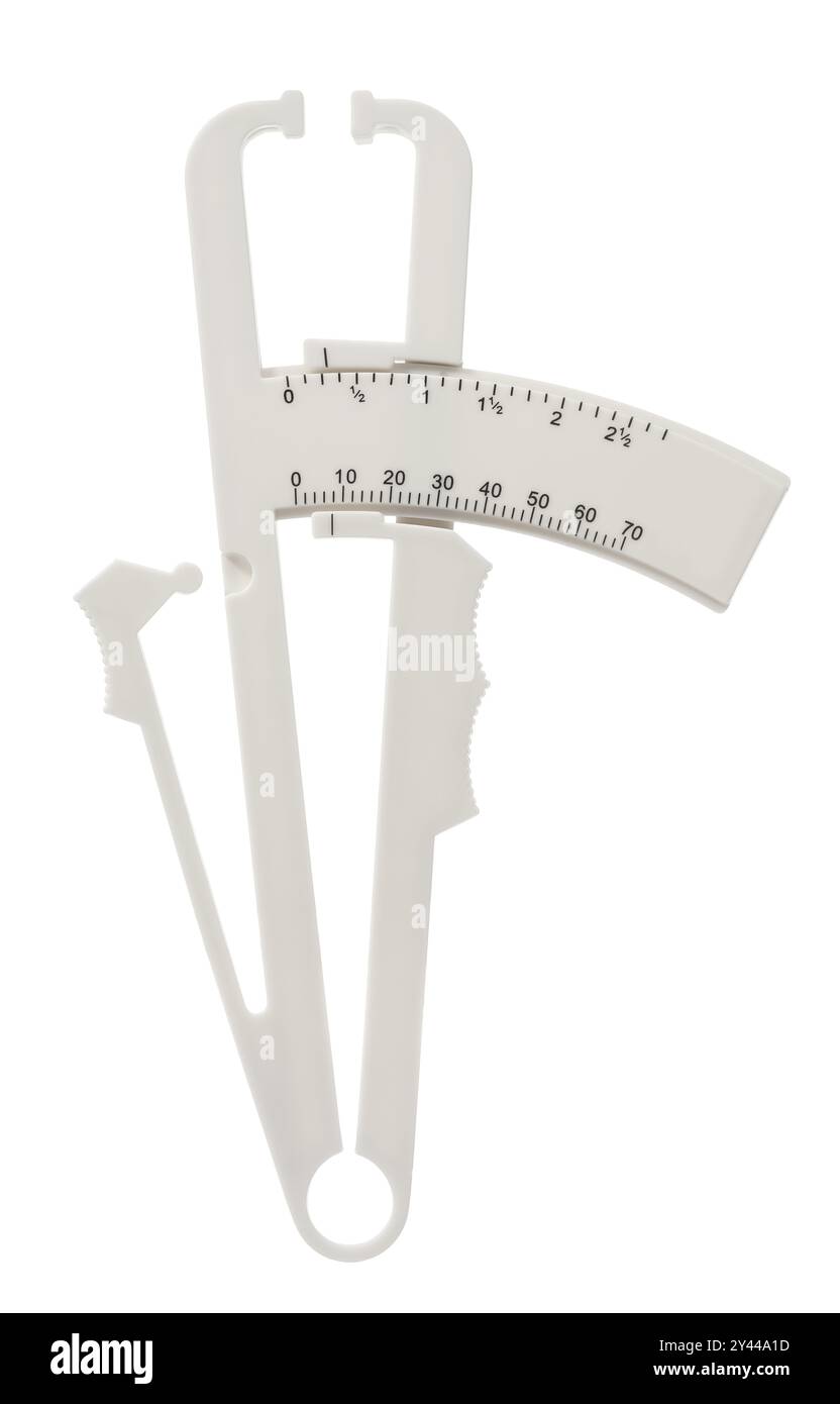 Plastic body fat caliper isolated on white Stock Photo - Alamy
