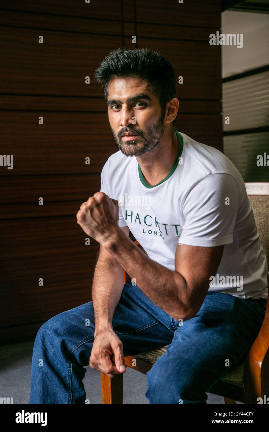 NEW DELHI, INDIA - SEPTEMBER 11: Boxer Vijender Singh during a grand meet-up of 7 Sporting Stars ...