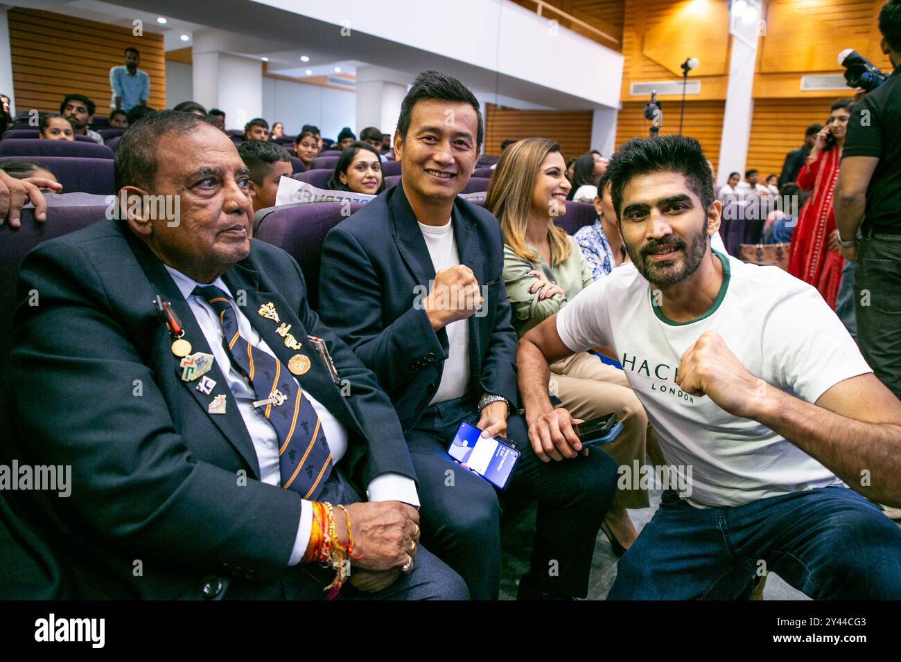 NEW DELHI, INDIA - SEPTEMBER 11: Murlikant Rajaram Petkar (Swimming), Bhaichung Bhutia (Football ...