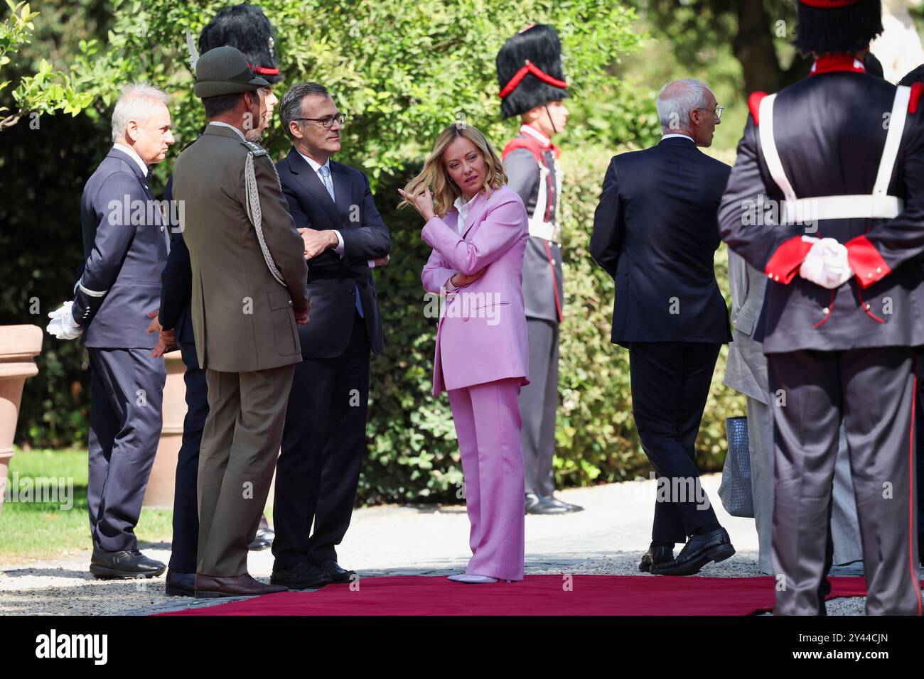 Italian Prime Minister Giorgia Meloni waits for the arrival of Prime ...
