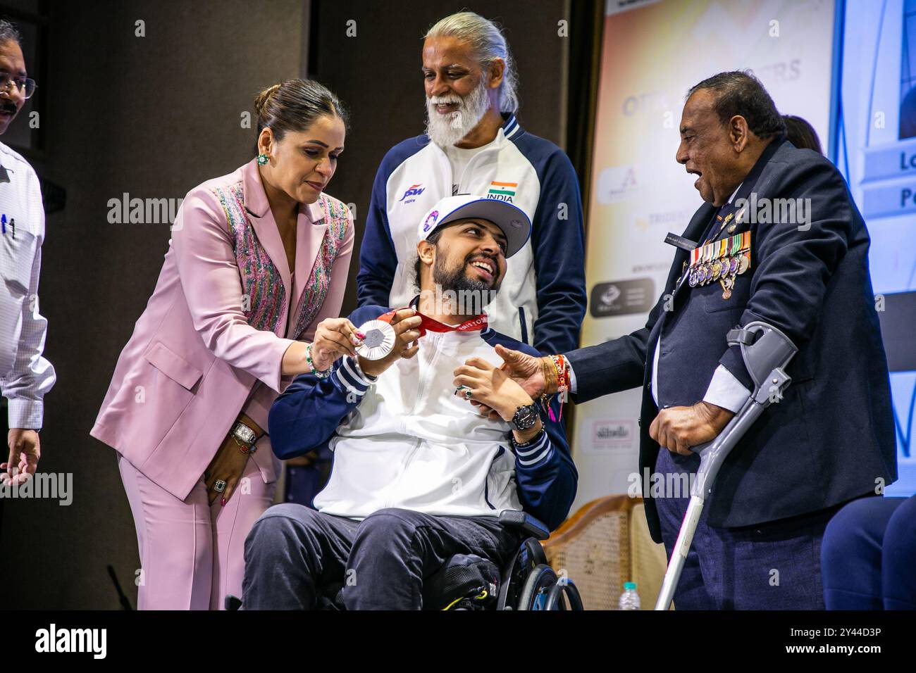 NEW DELHI, INDIA - SEPTEMBER 11: Payal Kanodia, Chairperson of YFLO Delhi Chapter 2024-25, wth ...